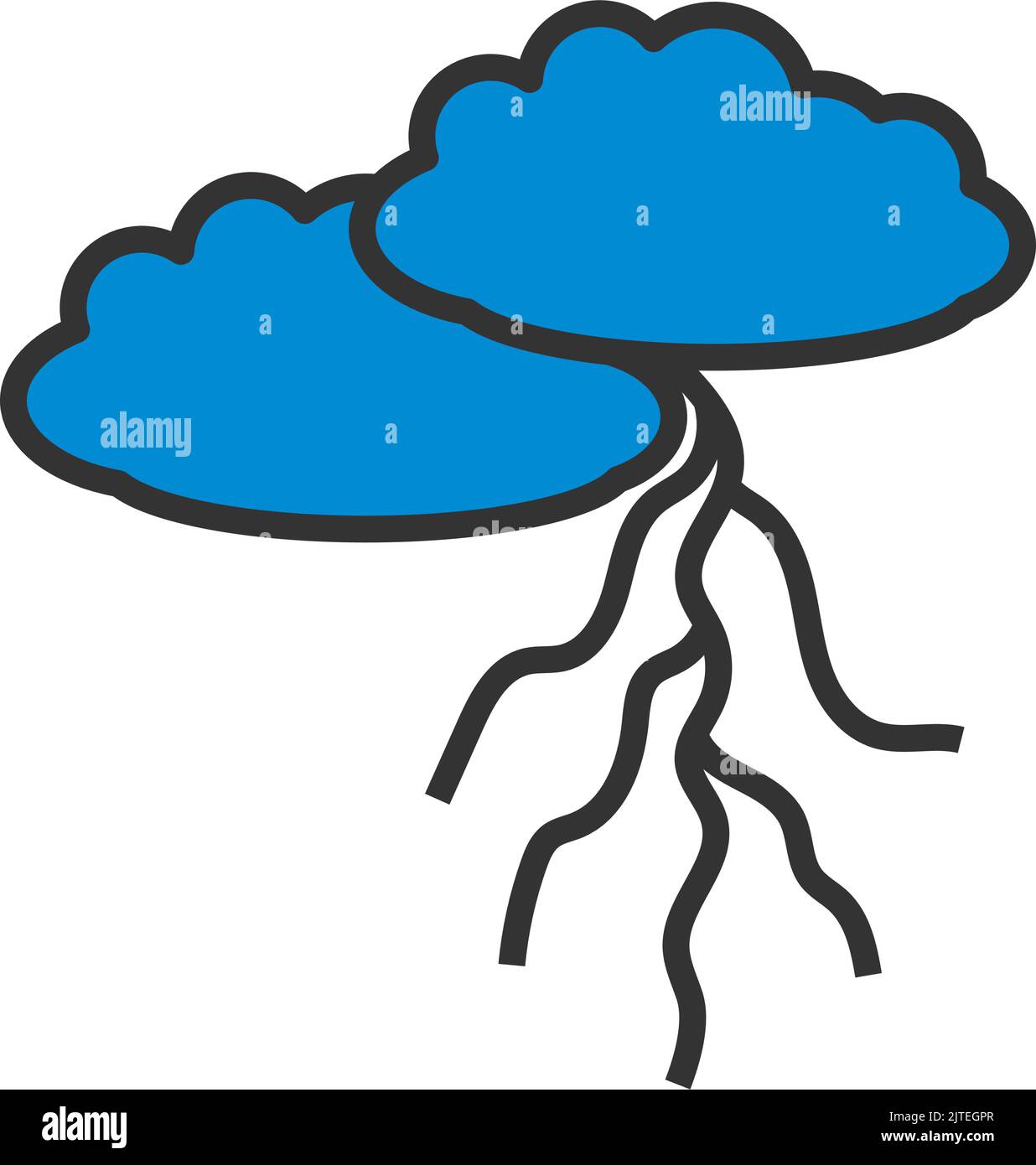 Clouds And Lightning Icon. Editable Bold Outline With Color Fill Design ...