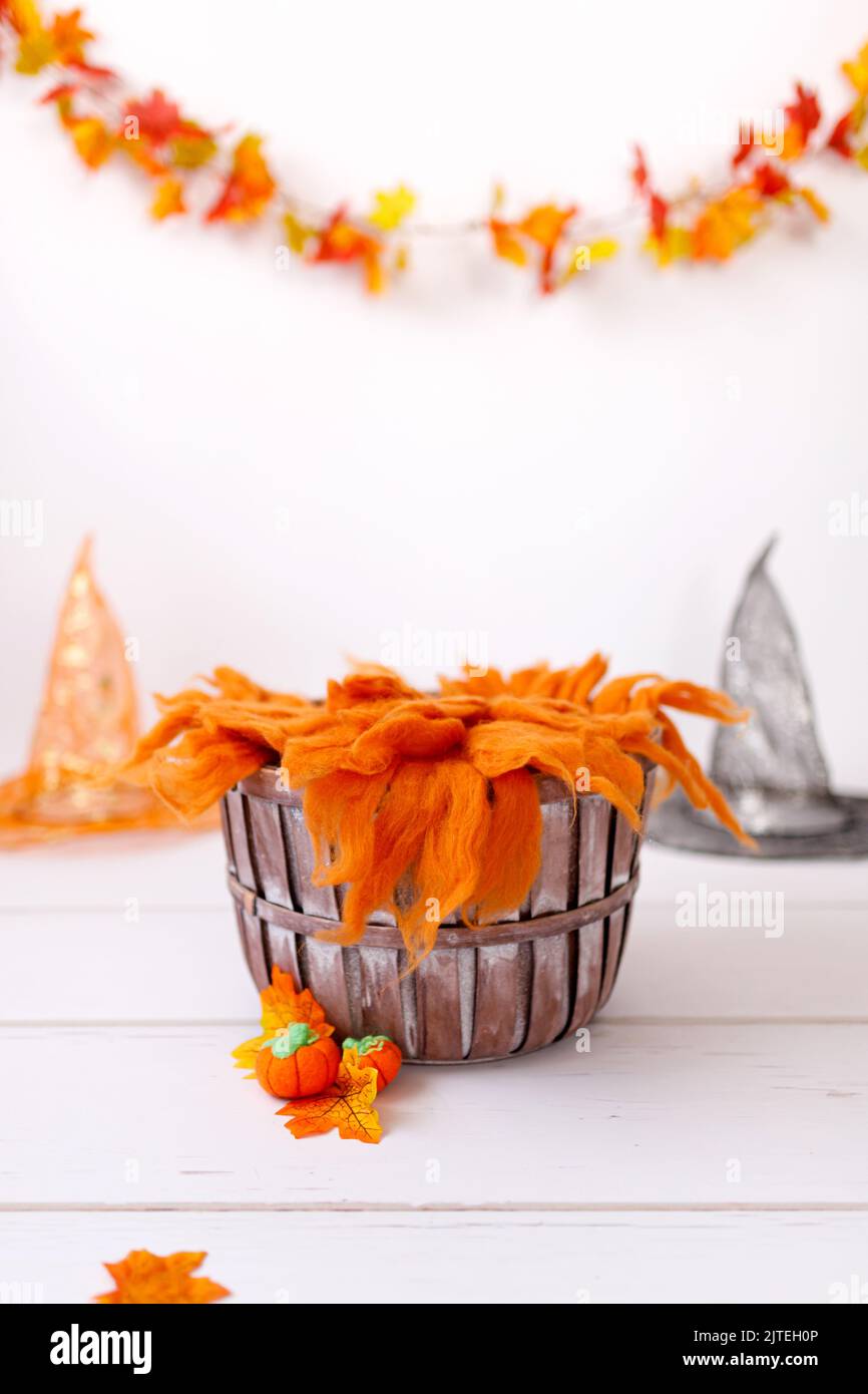 Newborn digital backdrop with fall items. Autumn background Stock Photo ...