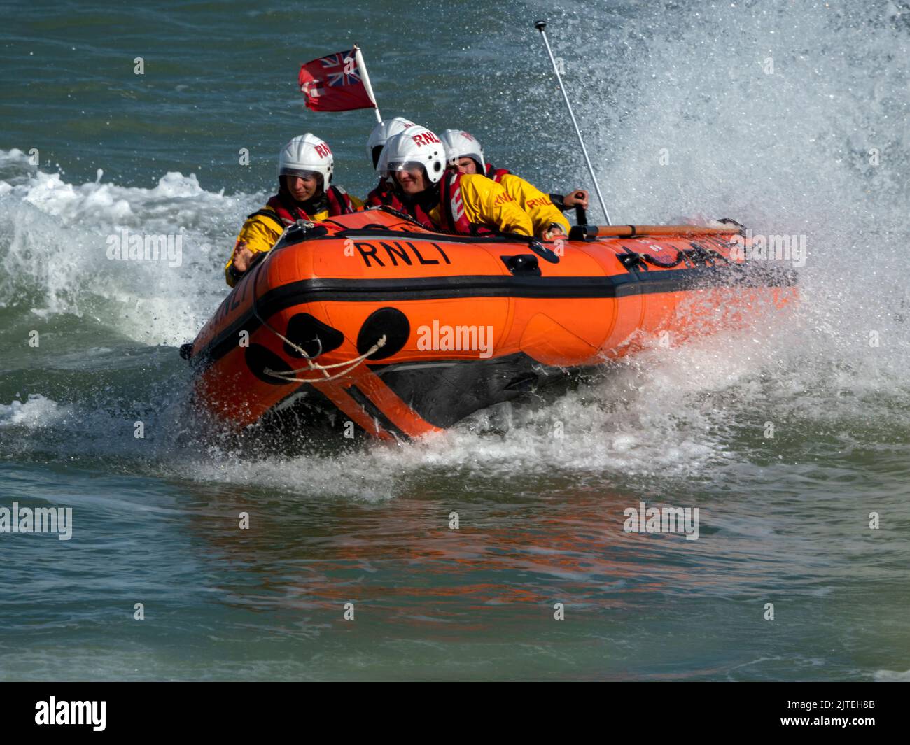 RNLI inshore lifeboat at Eastbourne for the airshow Stock Photo - Alamy