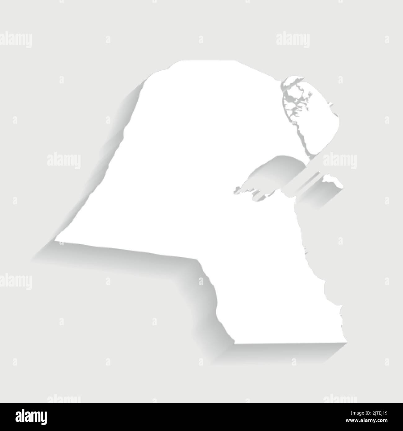 Simple white Kuwait map on gray background, vector, illustration, eps ...