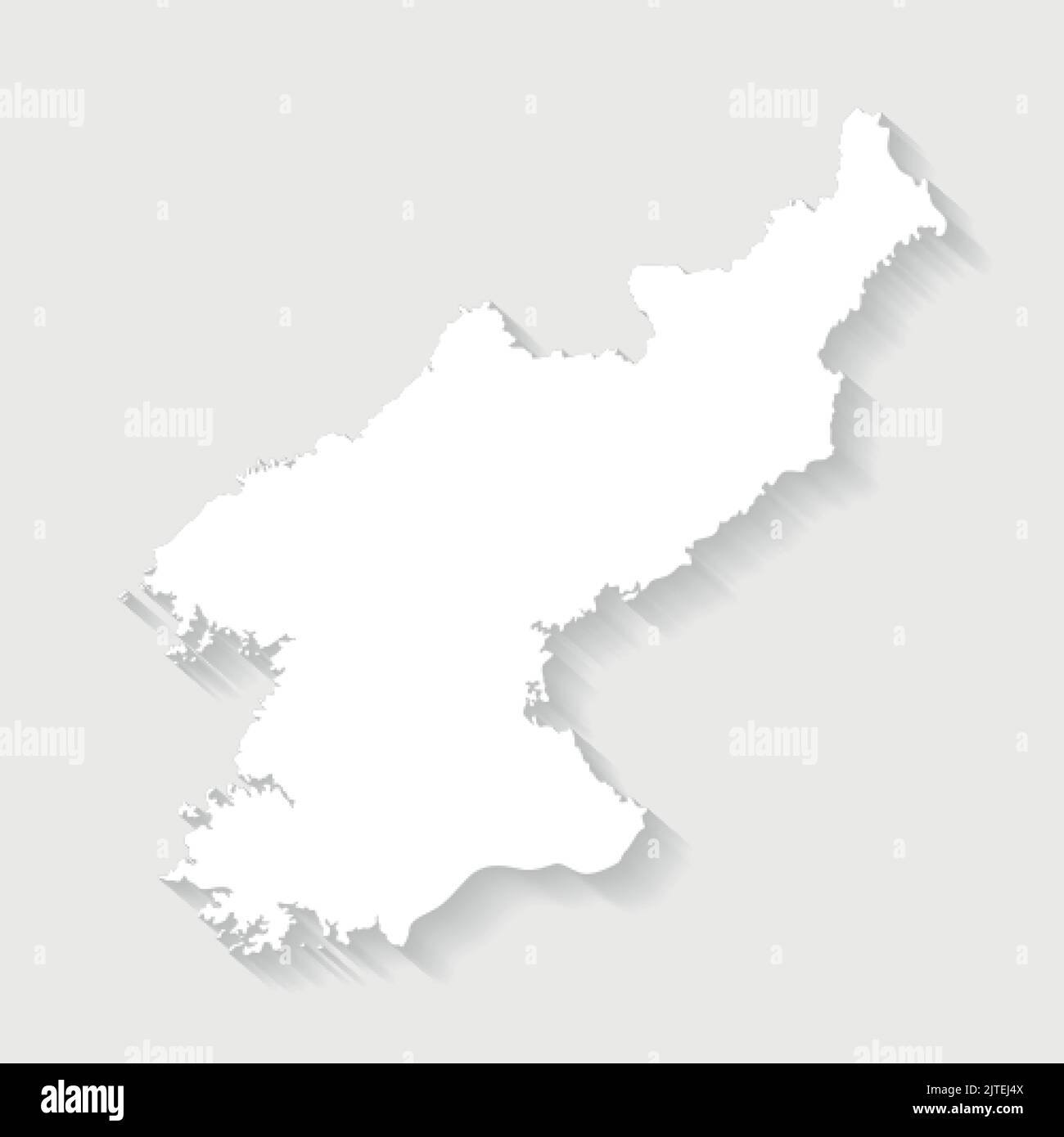 Simple white North Korea map on gray background, vector, illustration ...
