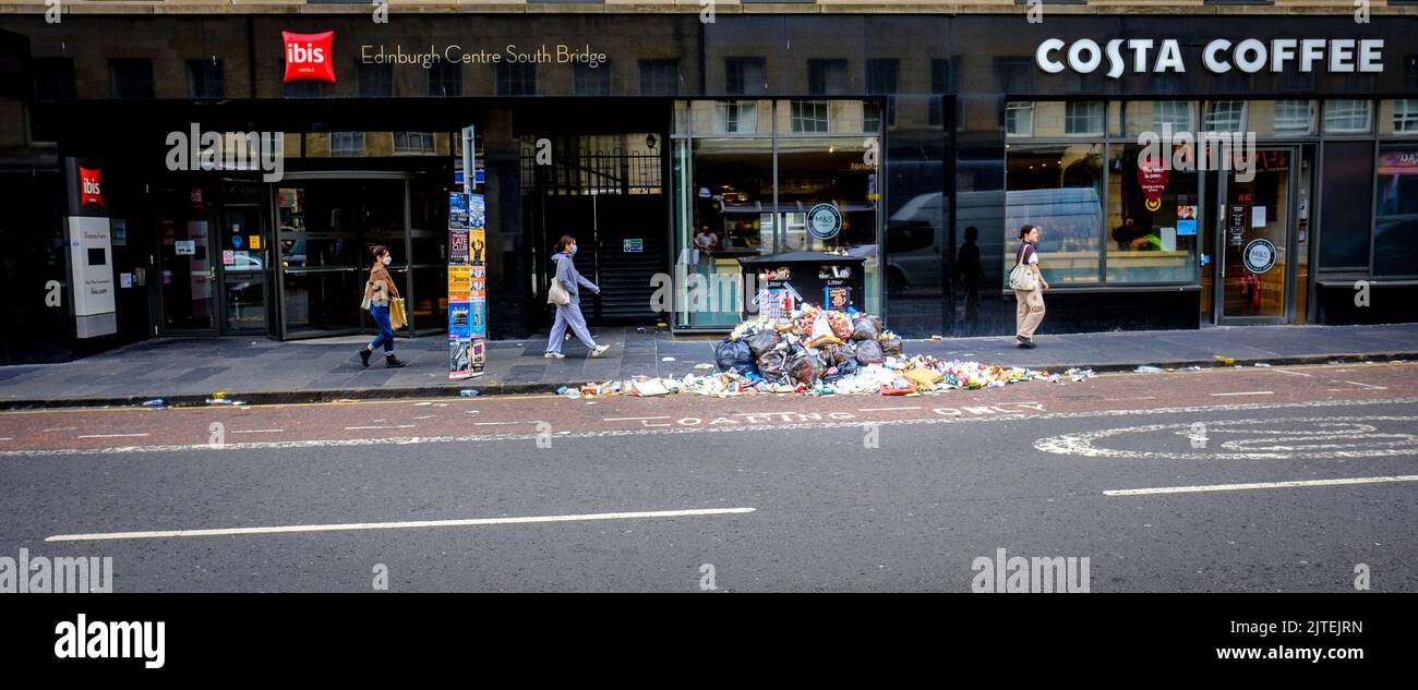 Rubbish piles up in the streets of Edinburgh, Scotland's capital city ...