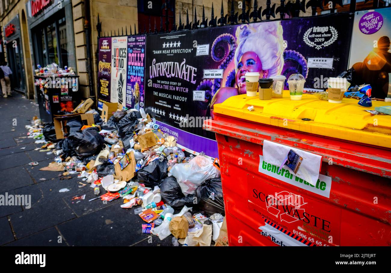 Rubbish piles up in the streets of Edinburgh, Scotland's capital city ...