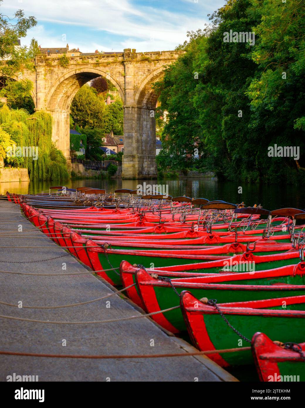 Rowing boats on the River Nidd at Knaresborough located in North ...
