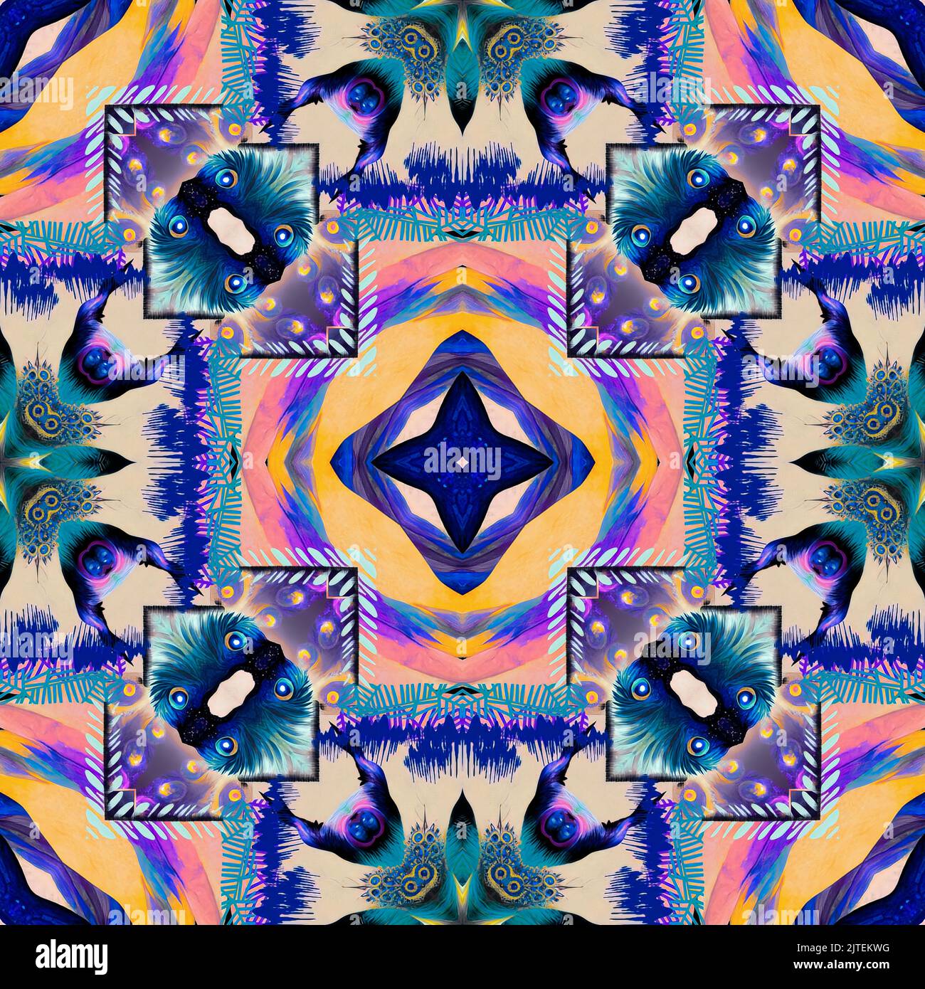 Brilliant peacock eye geometric wallpaper pattern. Elegant blur shimmer ...