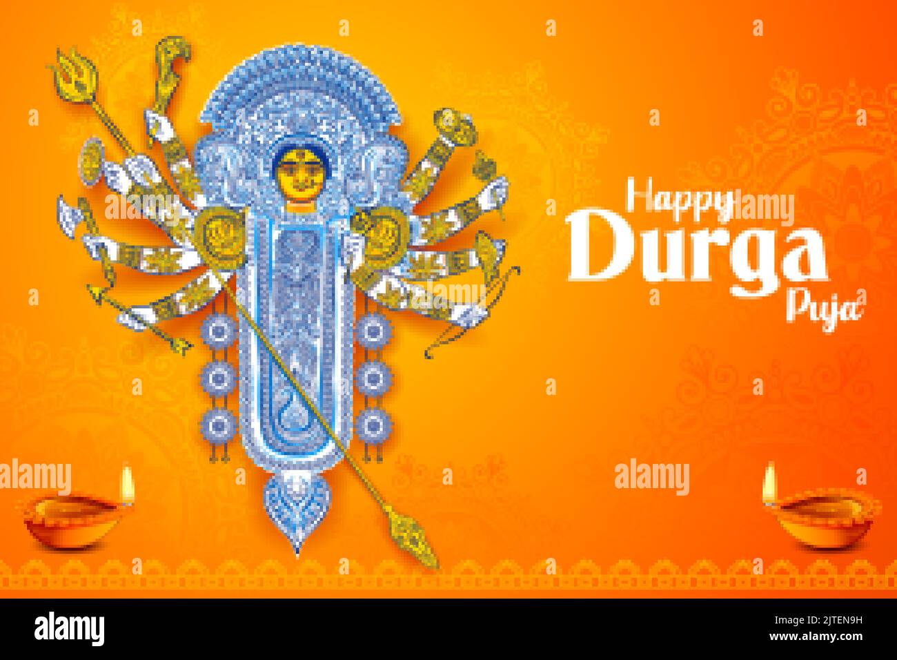 Goddess Durga Face in Happy Durga Puja Subh Navratri Indian religious ...