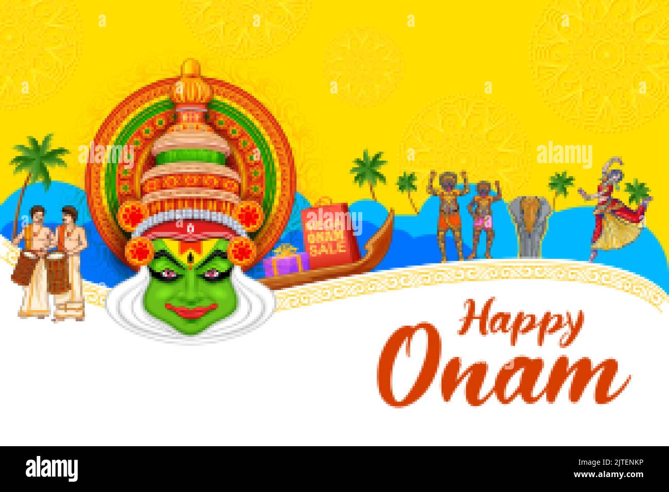 Onam celebration background for Happy Onam festival of South India ...