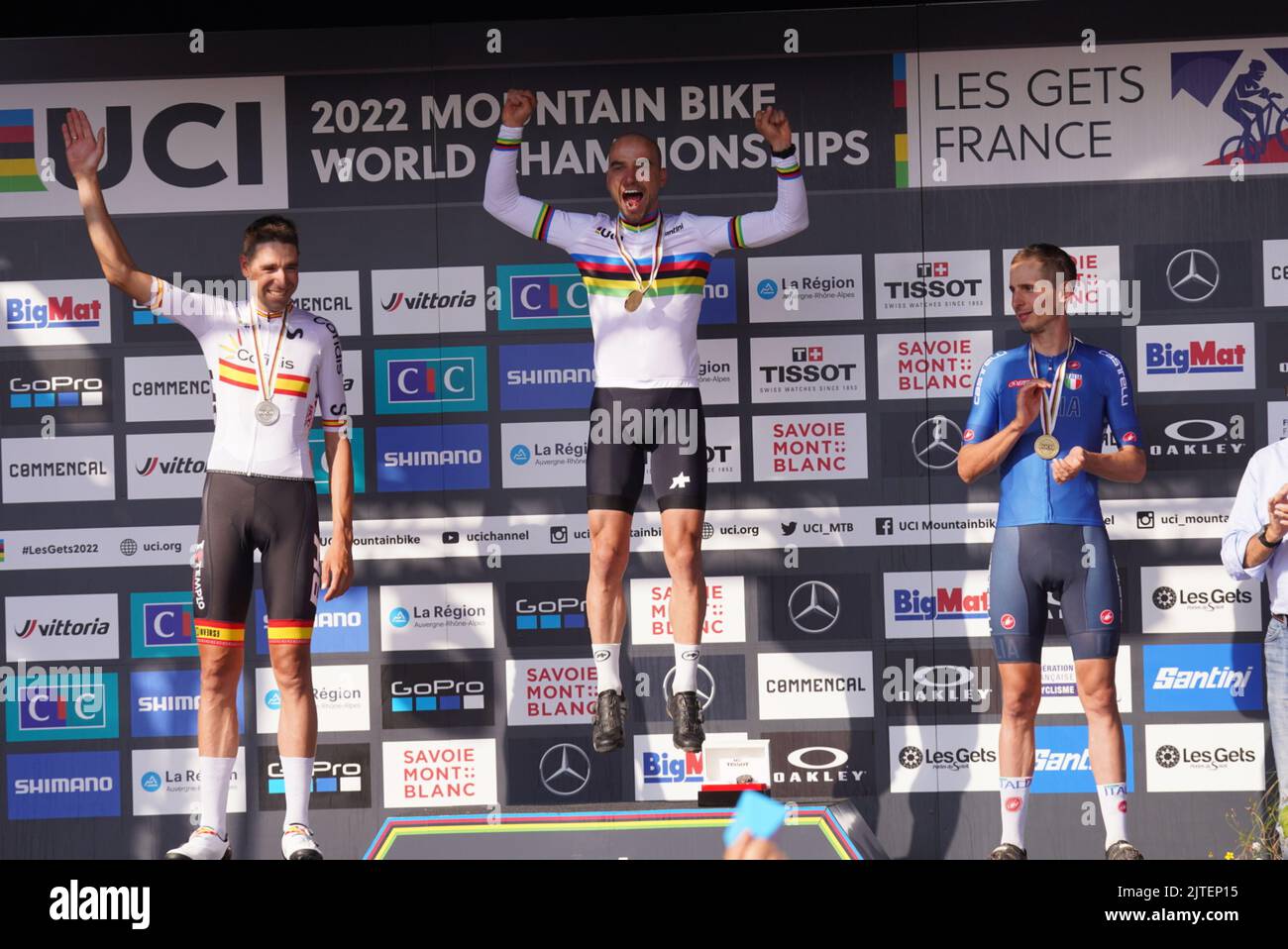 Les Gets, France. 28th Aug, 2022. SCHURTER Nino winner during Podium ...