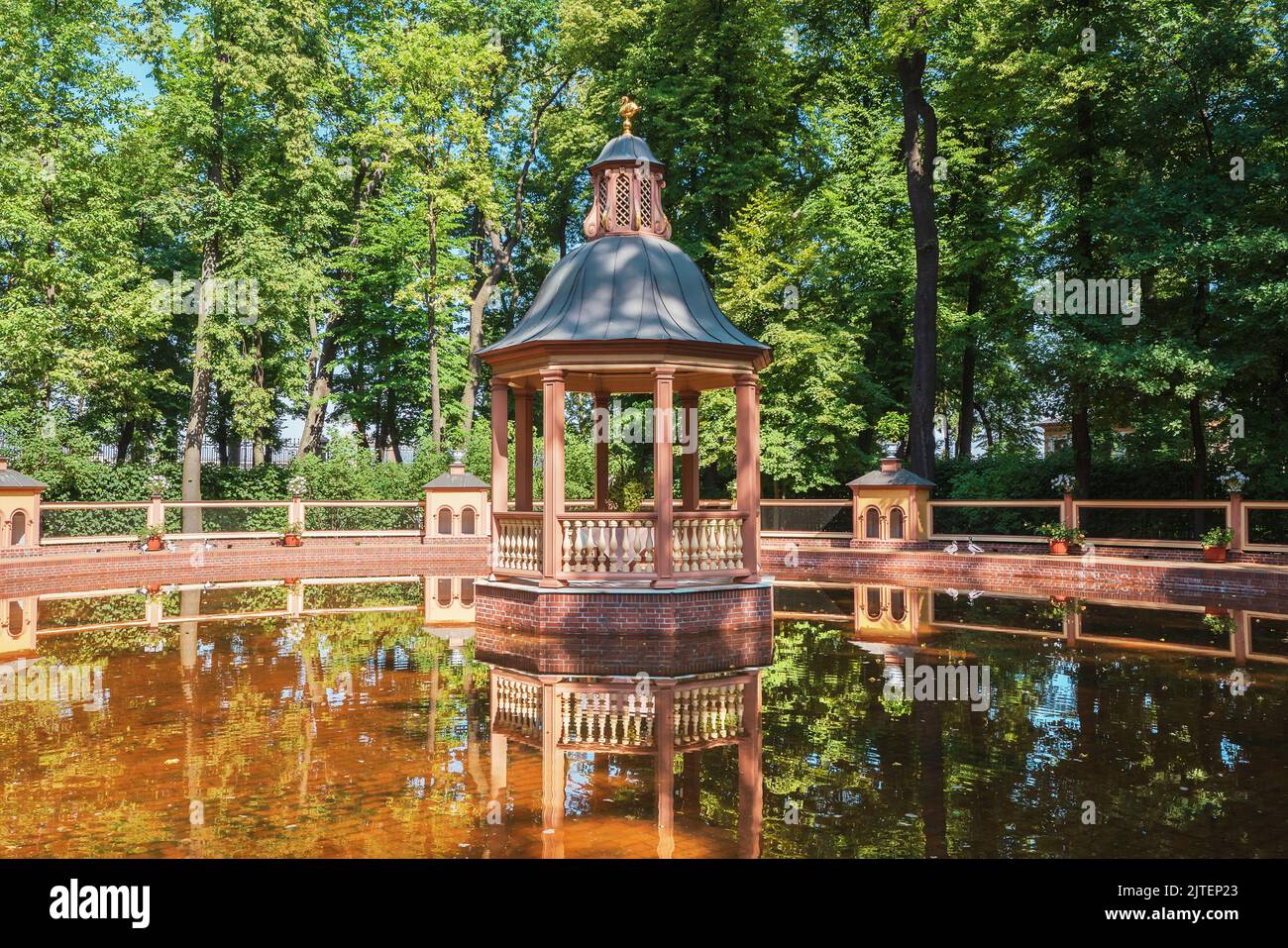 Pond and gazebo in Summer Garden in St.Petersburg, Russia Stock Photo ...