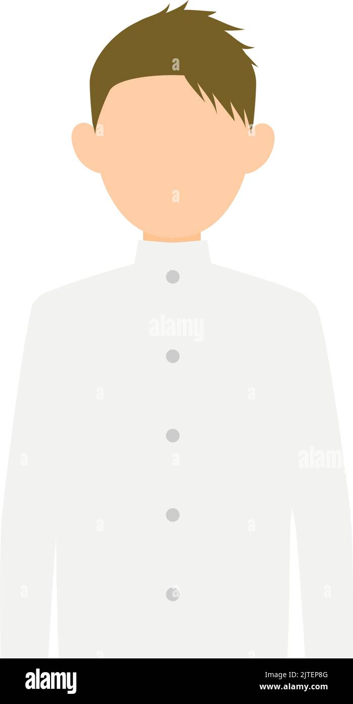 Boy wearing white school uniform, Stand upright Stock Vector Image ...