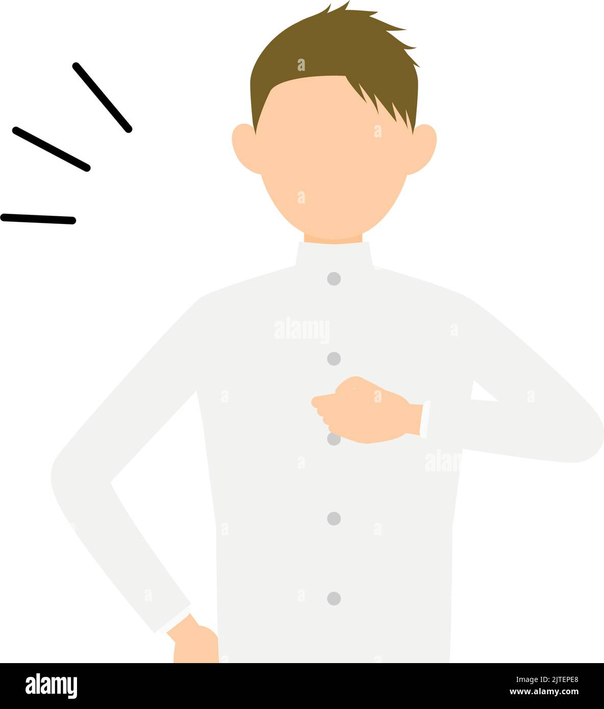 Boy wearing white school uniform, Leave it to me to beat my chest Stock ...