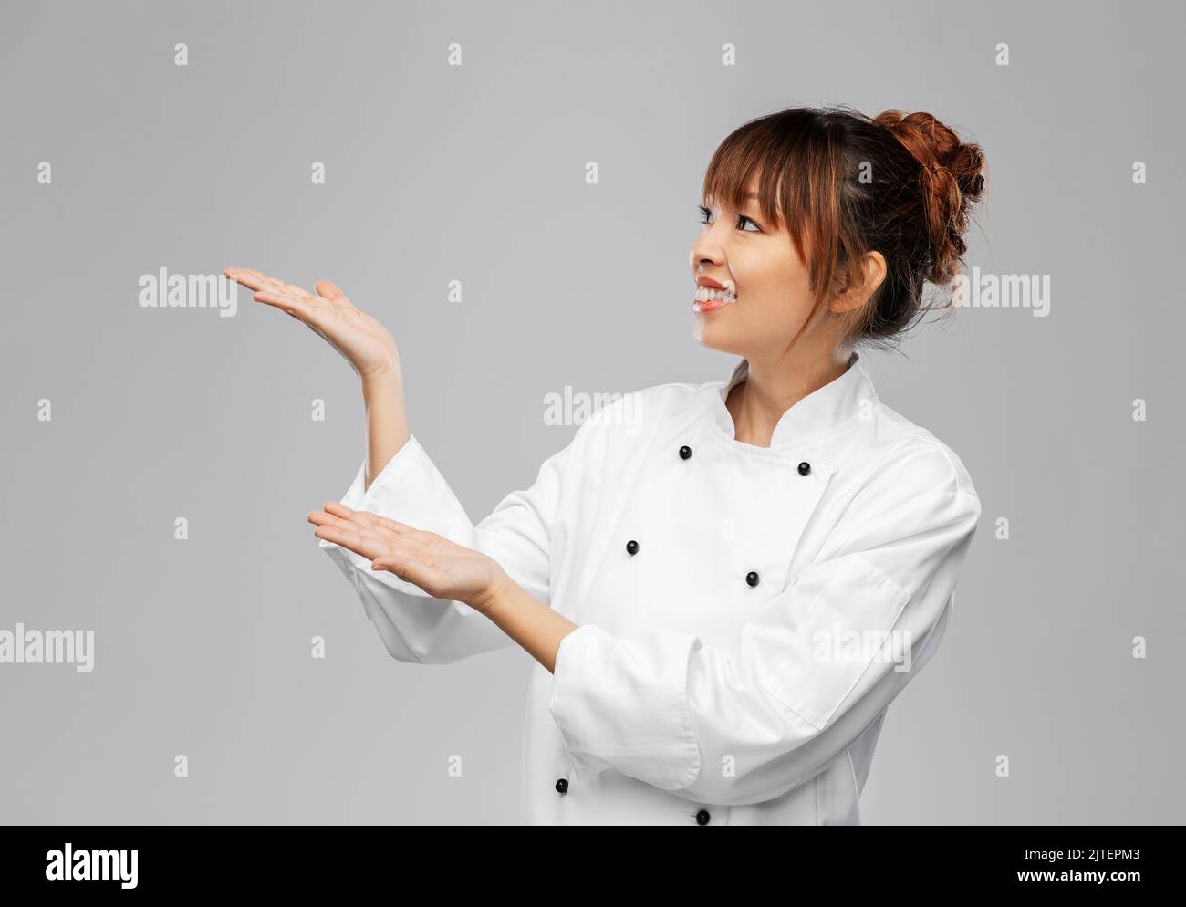 Female professional showing palm hi-res stock photography and images ...