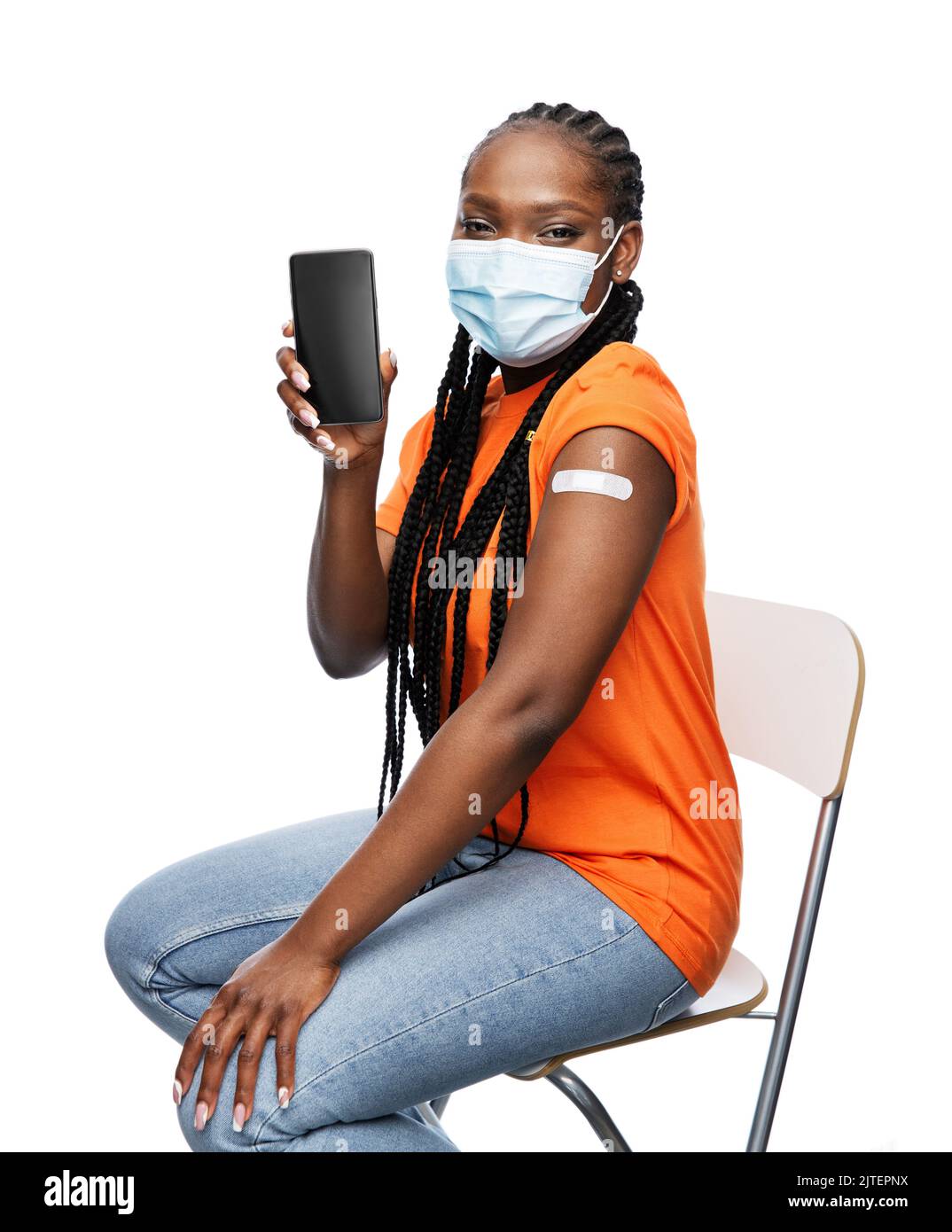 Black smartphone in female Cut Out Stock Images & Pictures - Alamy