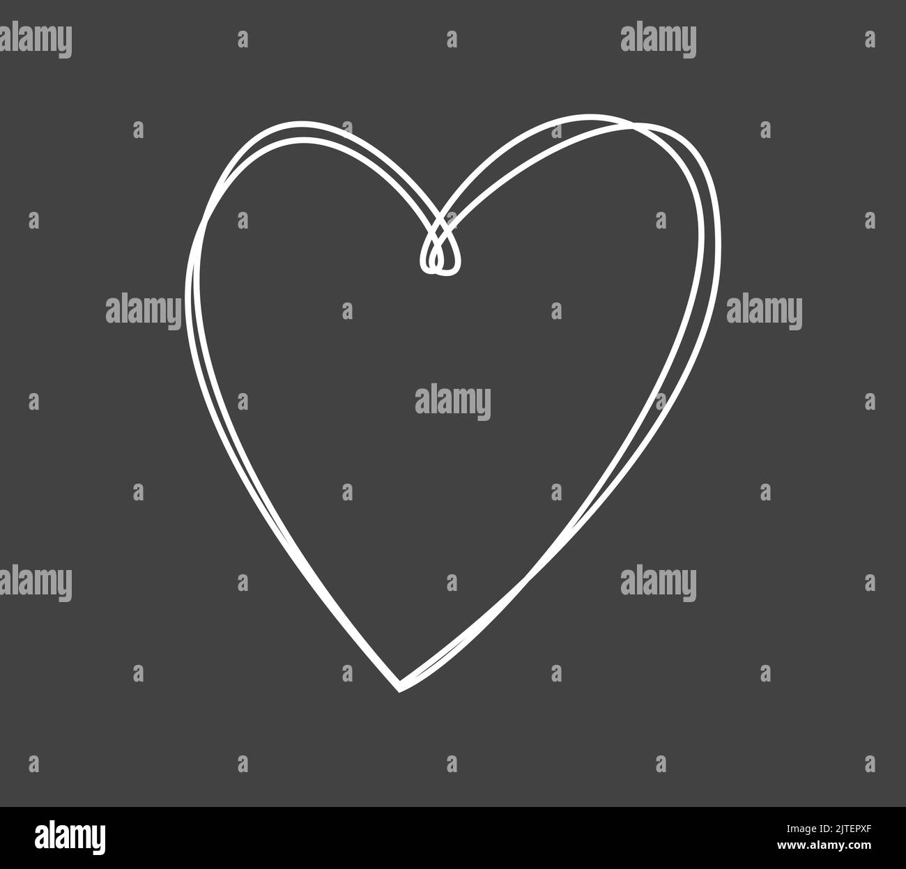 Heart outline symbol chalk doodle drawing on blackboard background ...