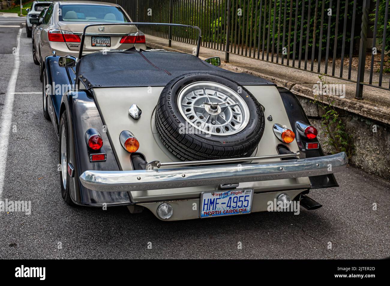 Highlands, NC - June 11, 2022: Low perspective rear corner view of a ...