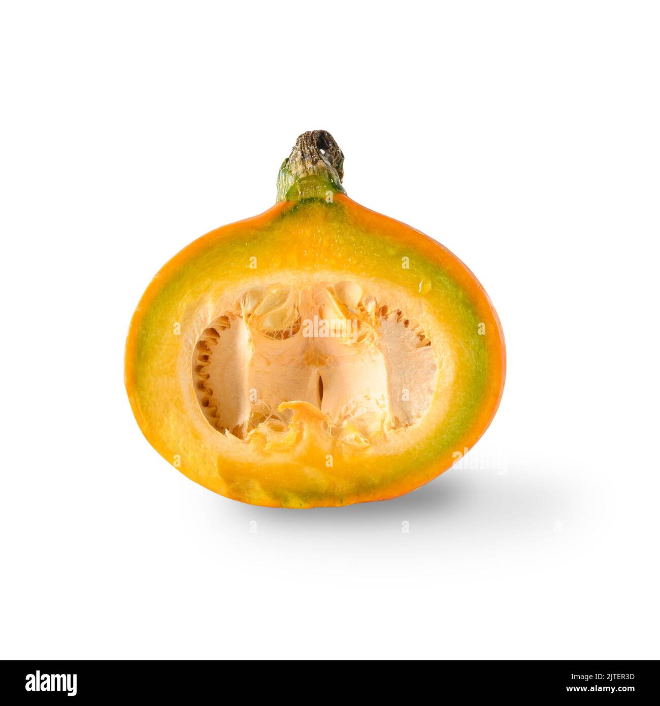 Half organic pumpkin in cut on a white background Stock Photo - Alamy