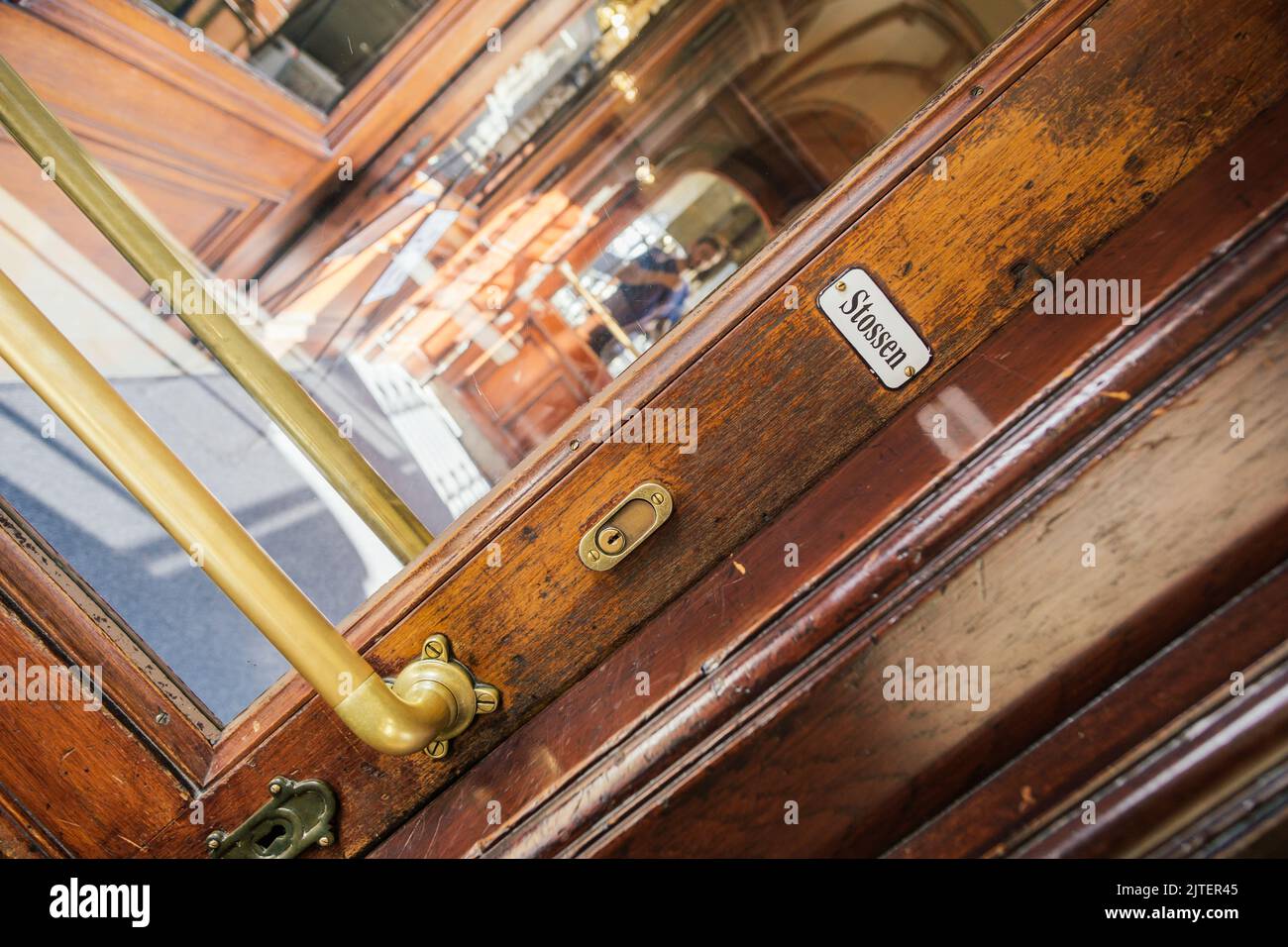 swinging door with the inscription 'bump' Stock Photo - Alamy