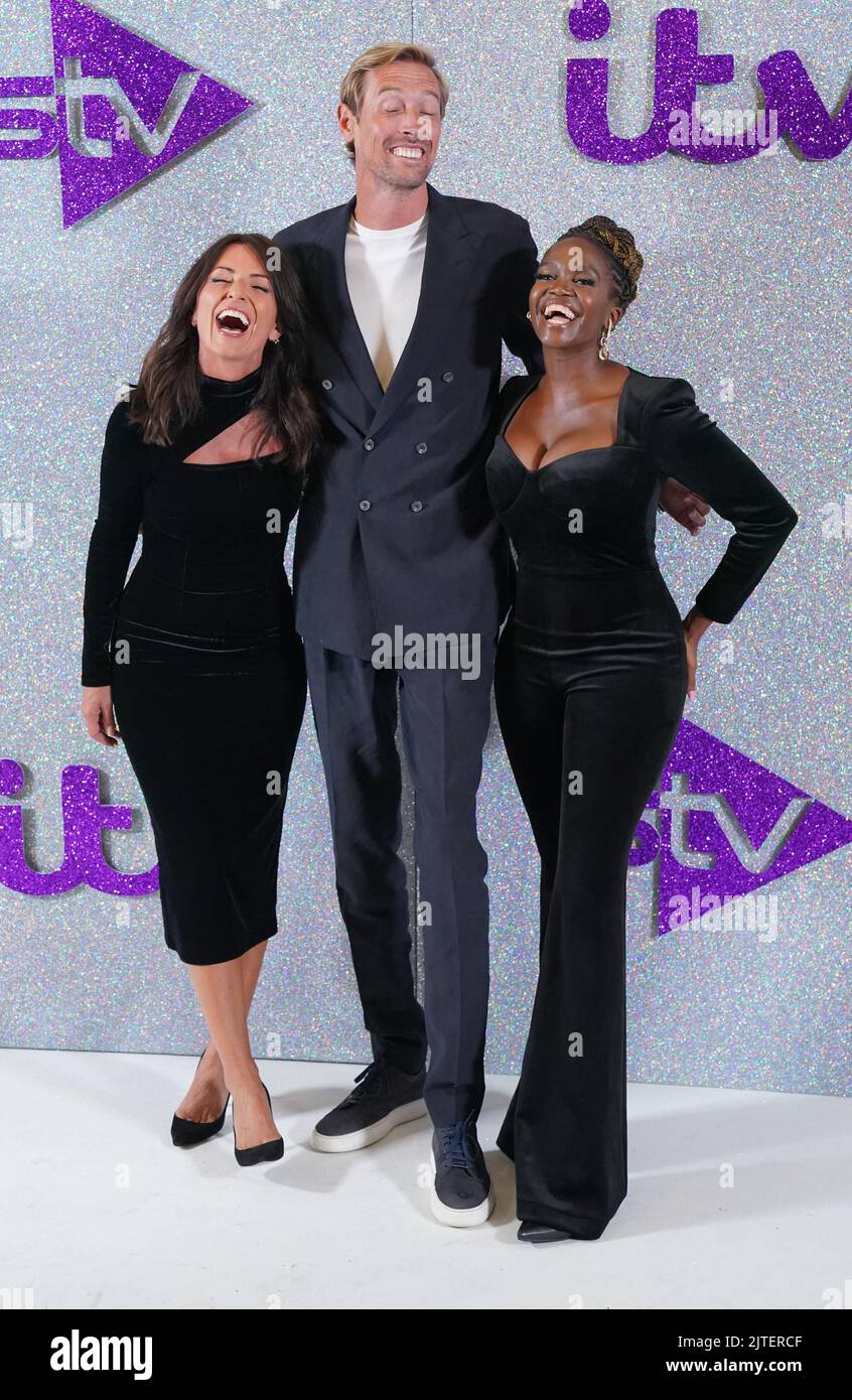 (left to right) Davina McCall, Peter Crouch and Oti Mabuse attending ...