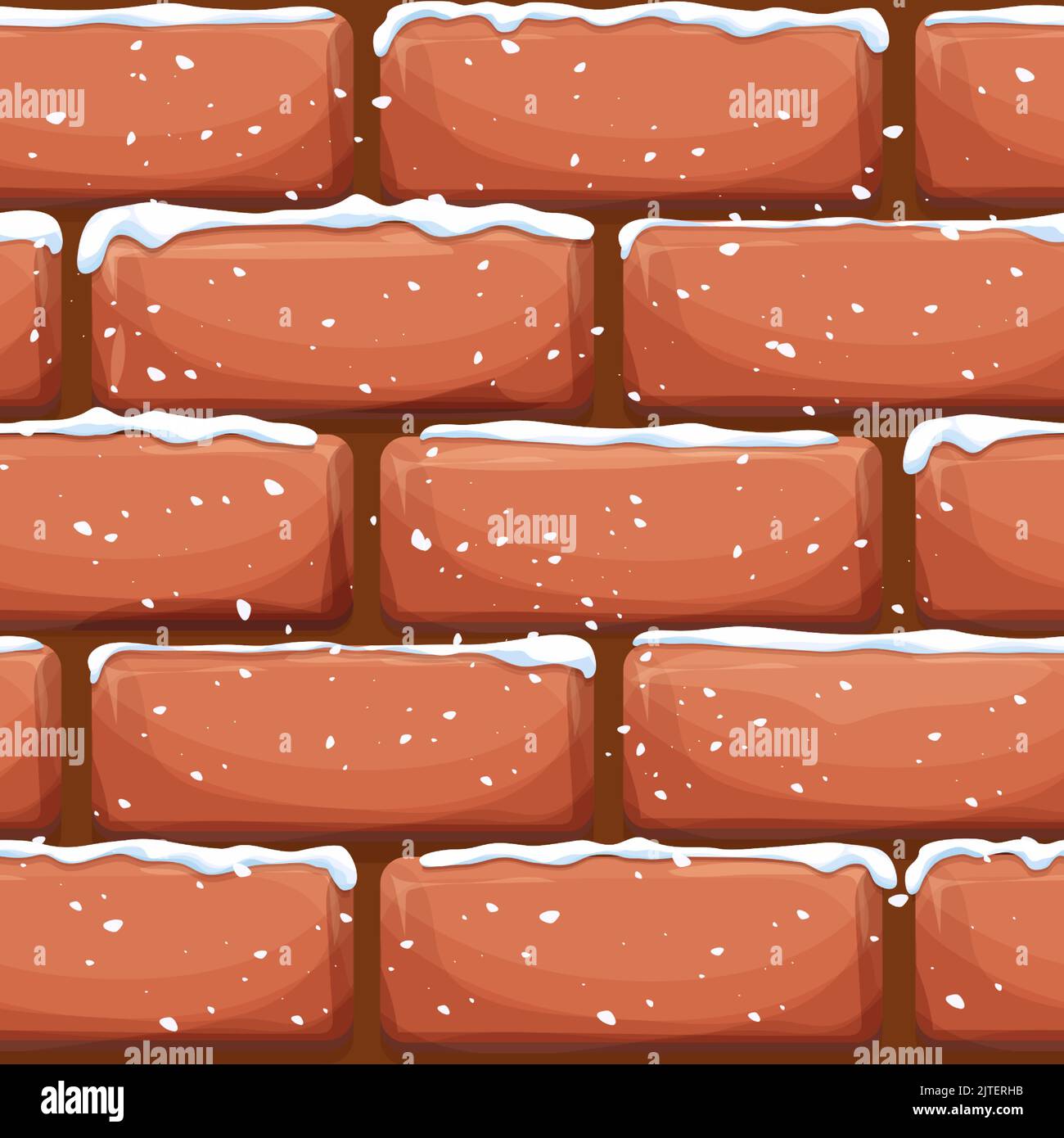 Brick wall with snow, stone bricks, rock surface in cartoon style ...