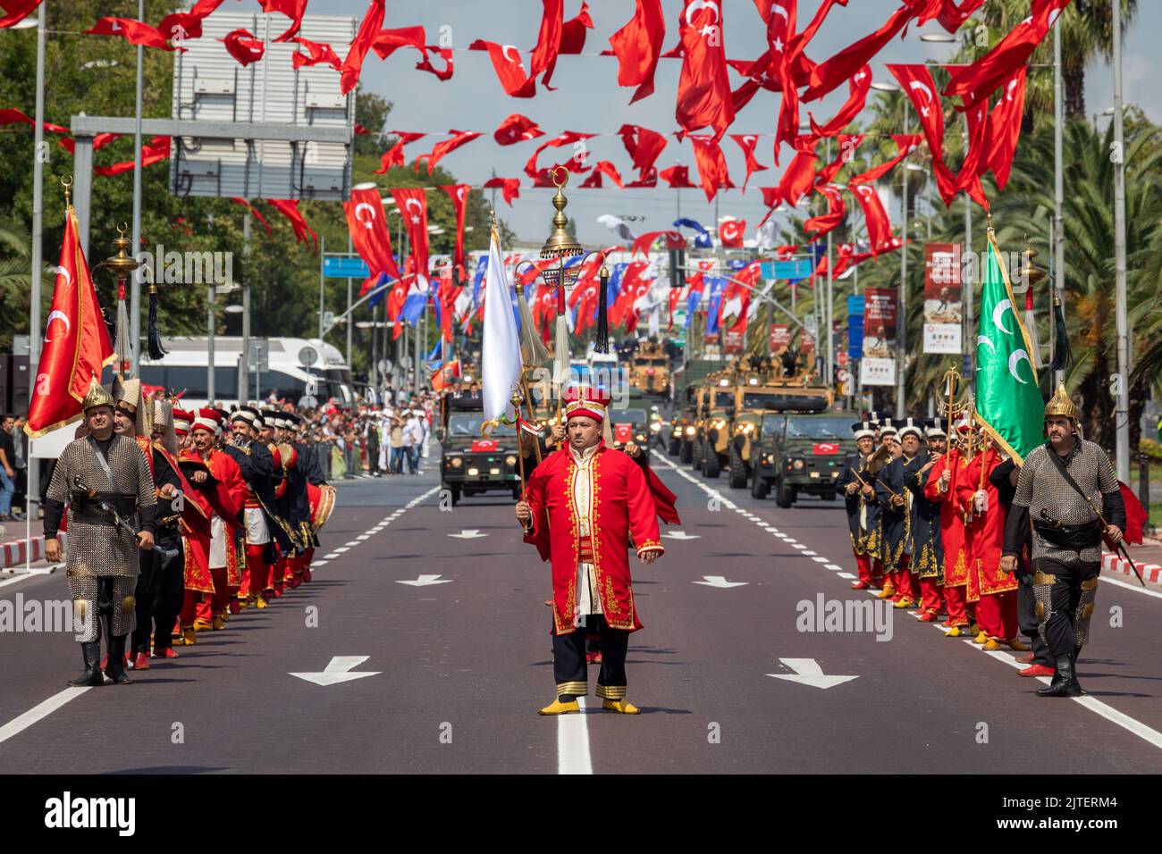 August 30, 2022: The parade of the Ottoman military band during the ...