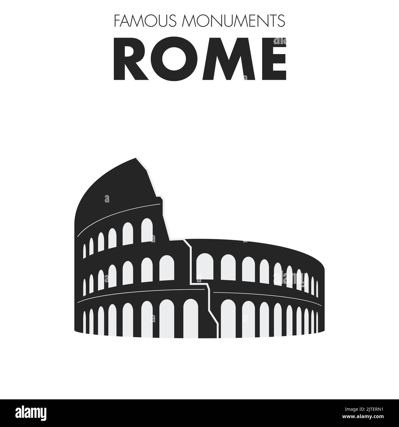 abstract black and white illustration of colosseum in rome Stock Photo ...