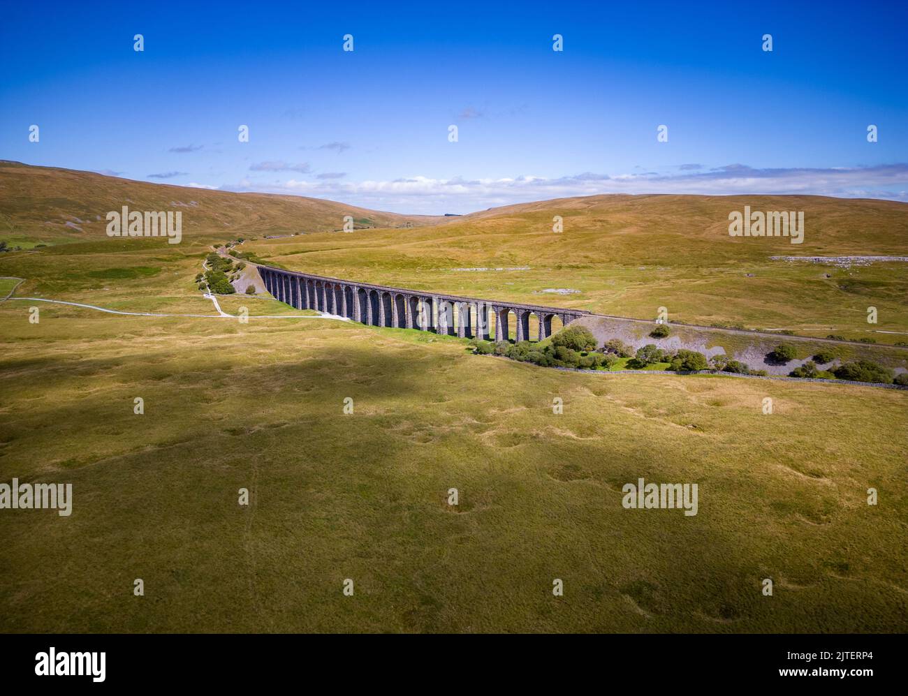 Ribblehead Viaduct in the Yorkshire Dales National Park - aerial view ...