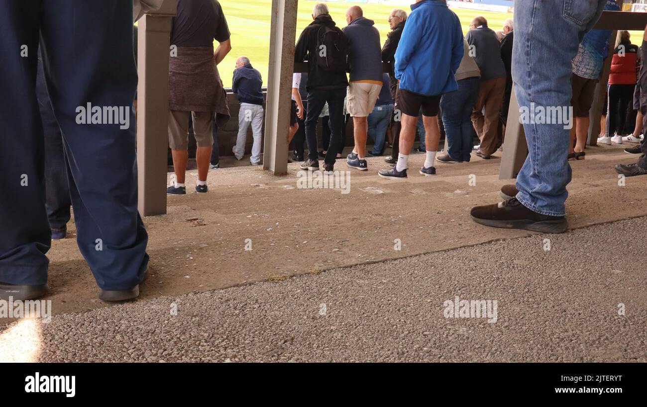 Barrow, Cumbria England 6th August 2022. Supporters of Barrow AFC ...