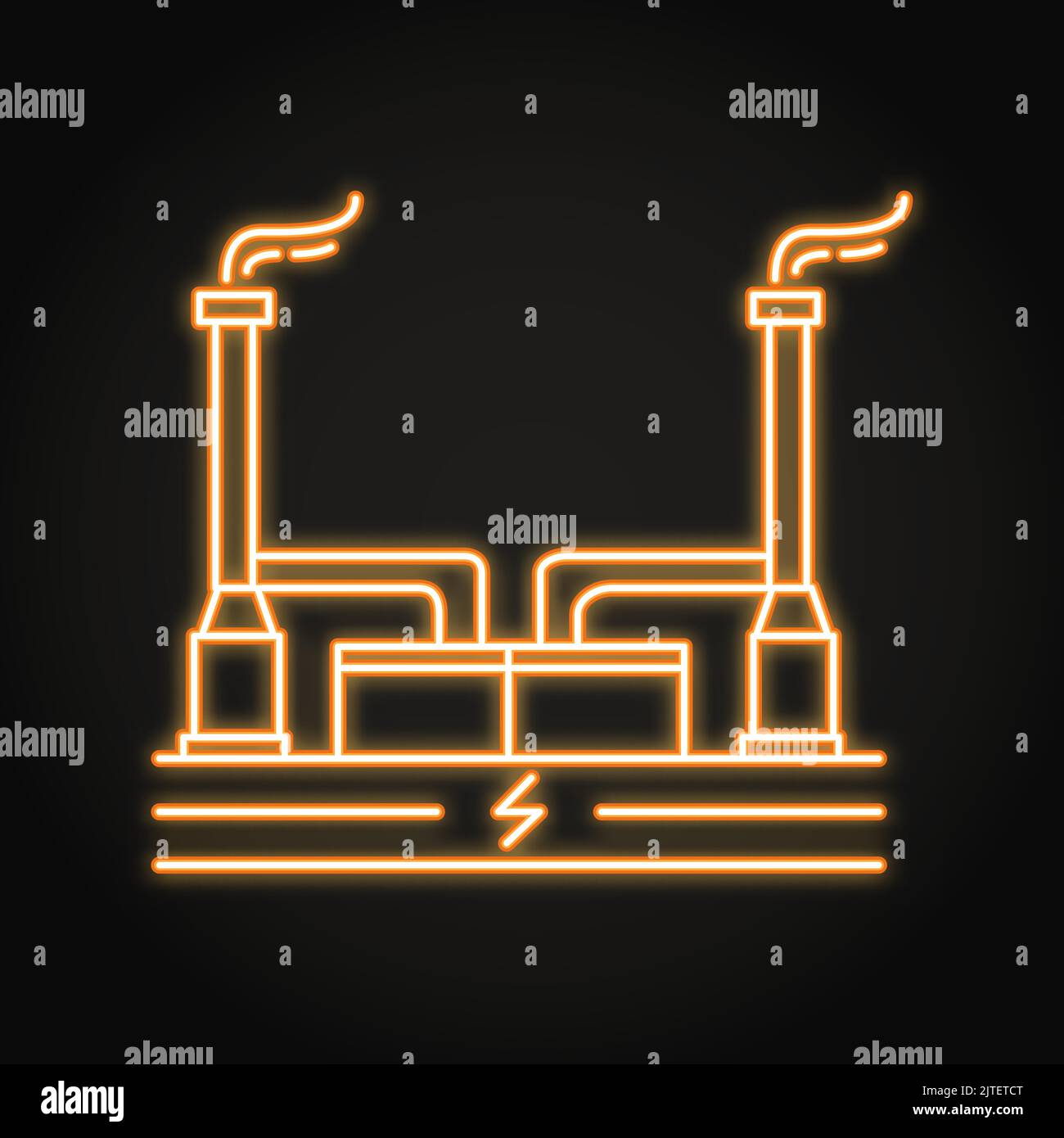 Neon geothermal power plant icon in line style. Renewable energy ...