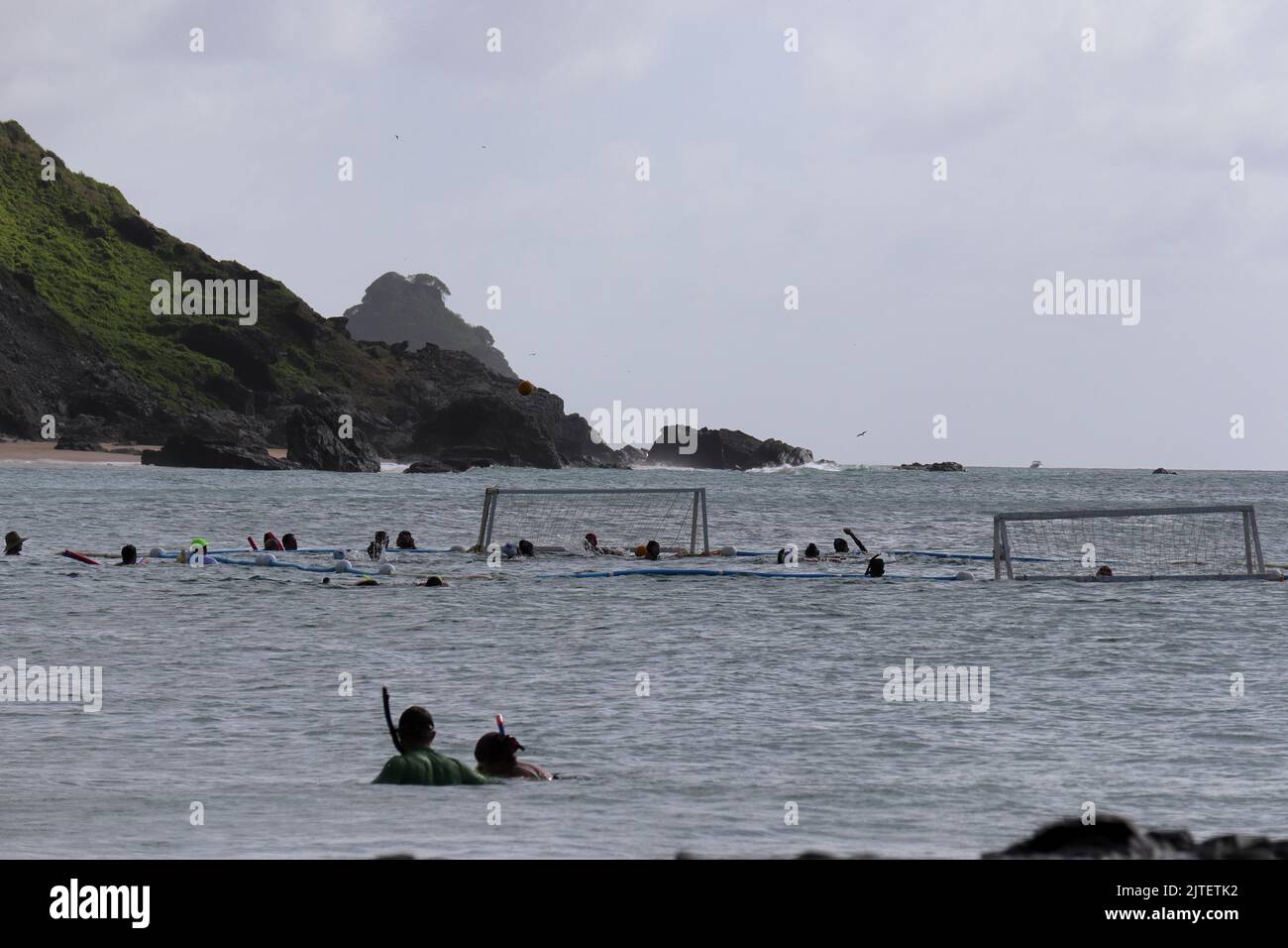 Water polo field at sea, Fernando de Noronha, Brazil. Free time ...