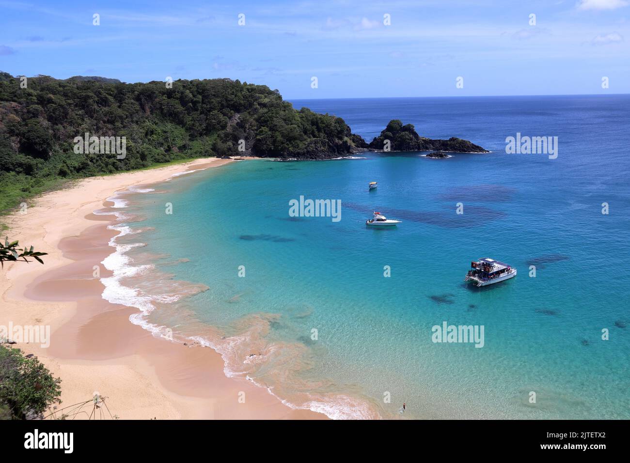 Sancho Beach, at Fernando de Noronhha, Brazil, with blue and cristaline ...
