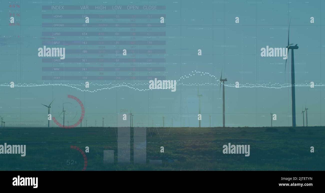 Image of financial data processing over combine in agriculture field ...