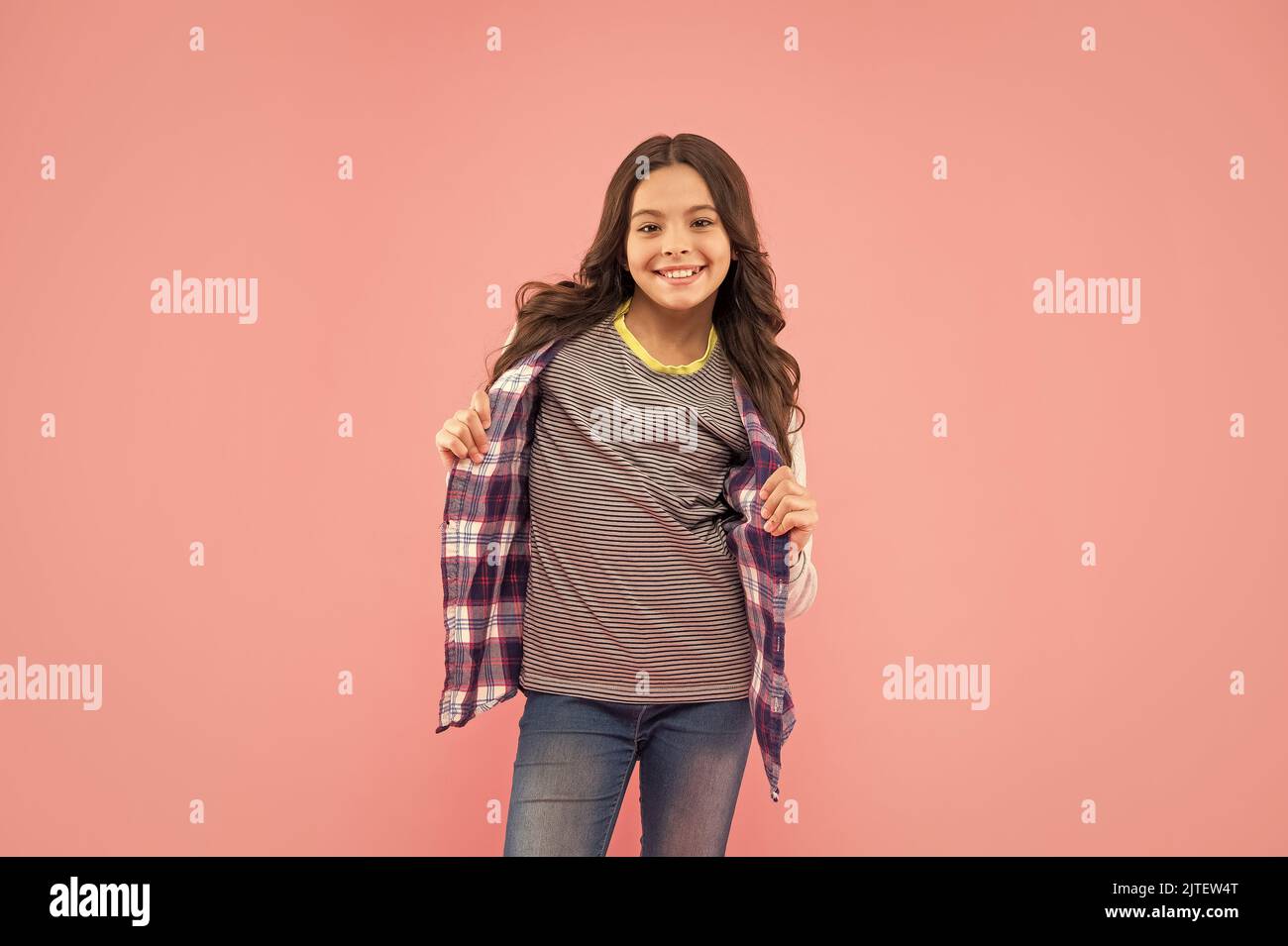 happy teen girl hipster on pink background, fashion Stock Photo - Alamy
