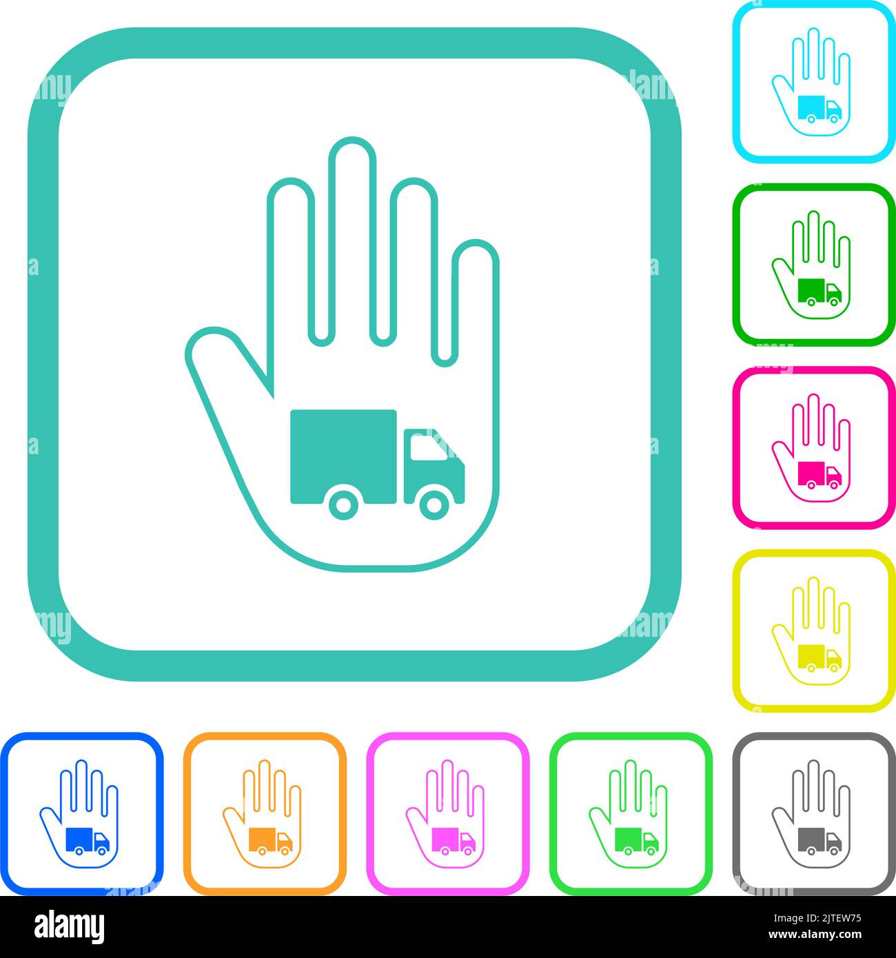 Hand shaped transport sanction sign outline vivid colored flat icons in ...