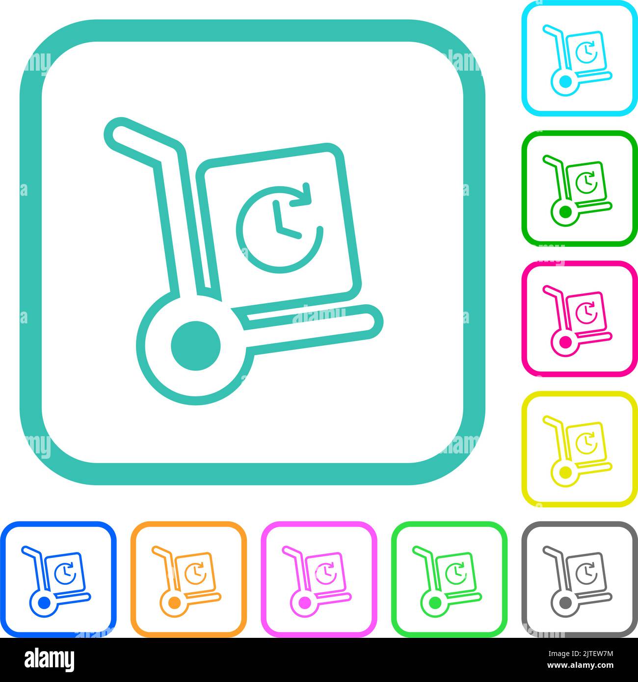 Express up parcel delivery outline vivid colored flat icons in curved ...