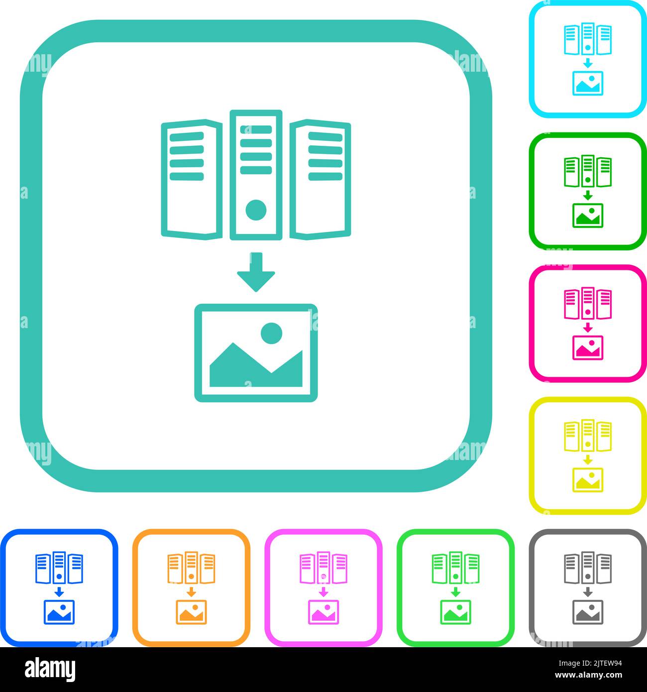 Download image from server outline vivid colored flat icons in curved ...