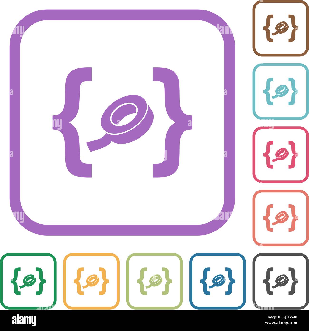 Software patch simple icons in color rounded square frames on white background Stock Vector ...