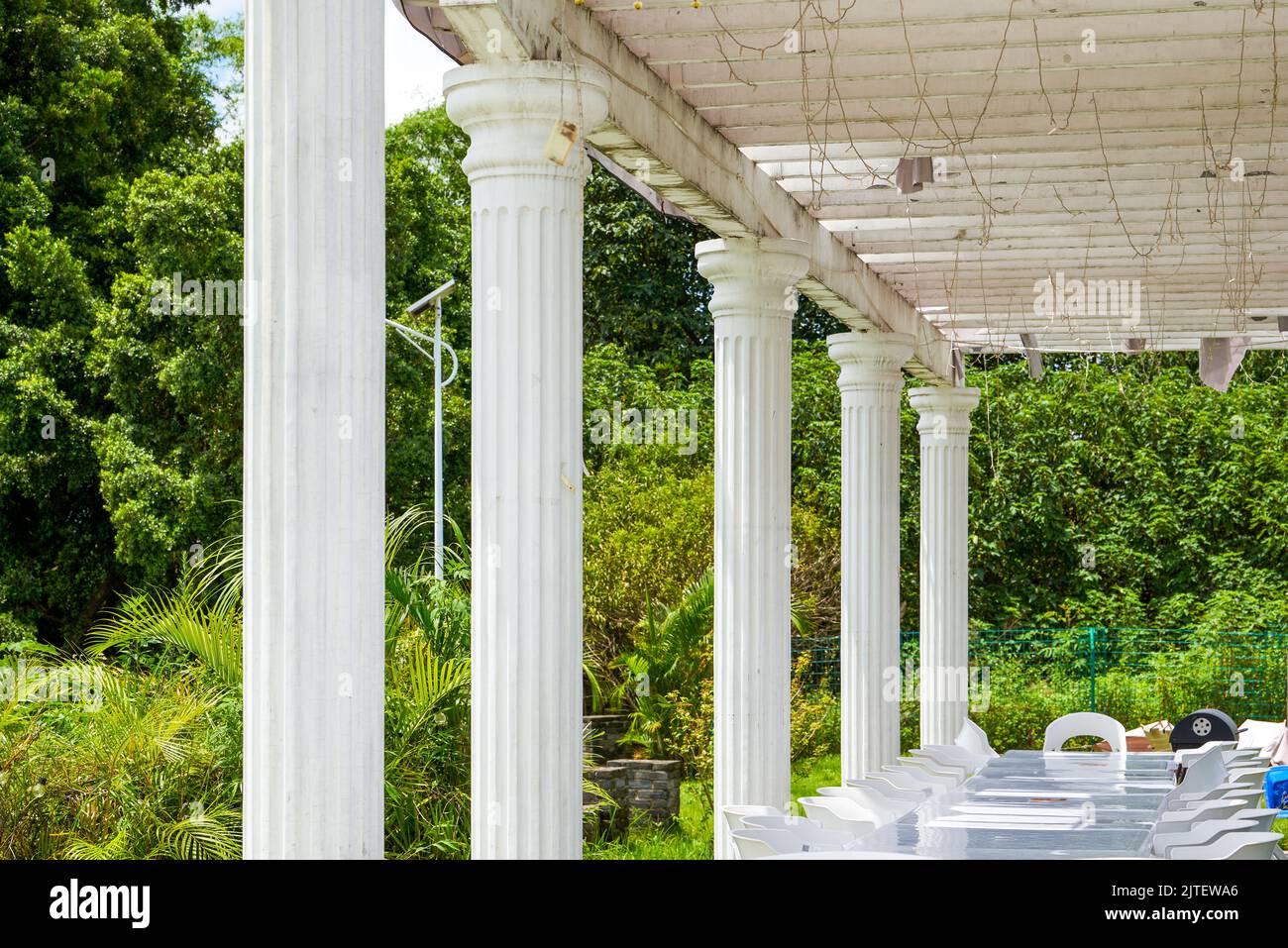 Outdoor European style white Roman column gazebo building Stock Photo ...
