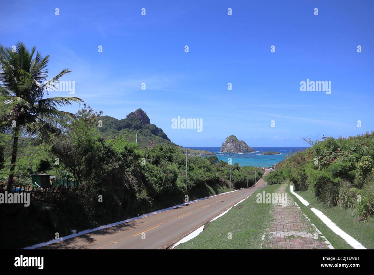 BR-363 road. stretch of road on arrival at Sueste beach, at Fernando de ...