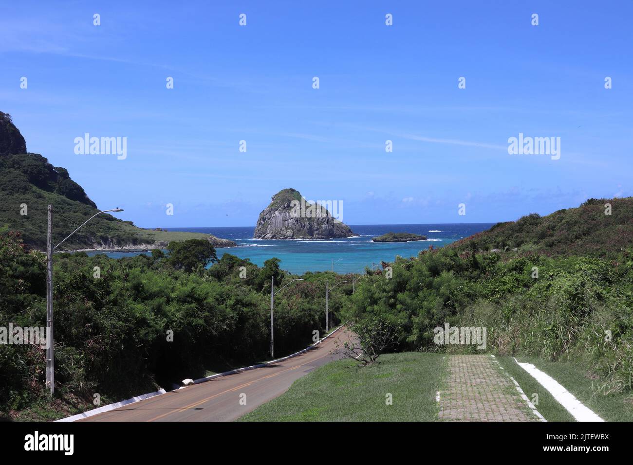 BR-363 road. stretch of road on arrival at Sueste beach, at Fernando de ...