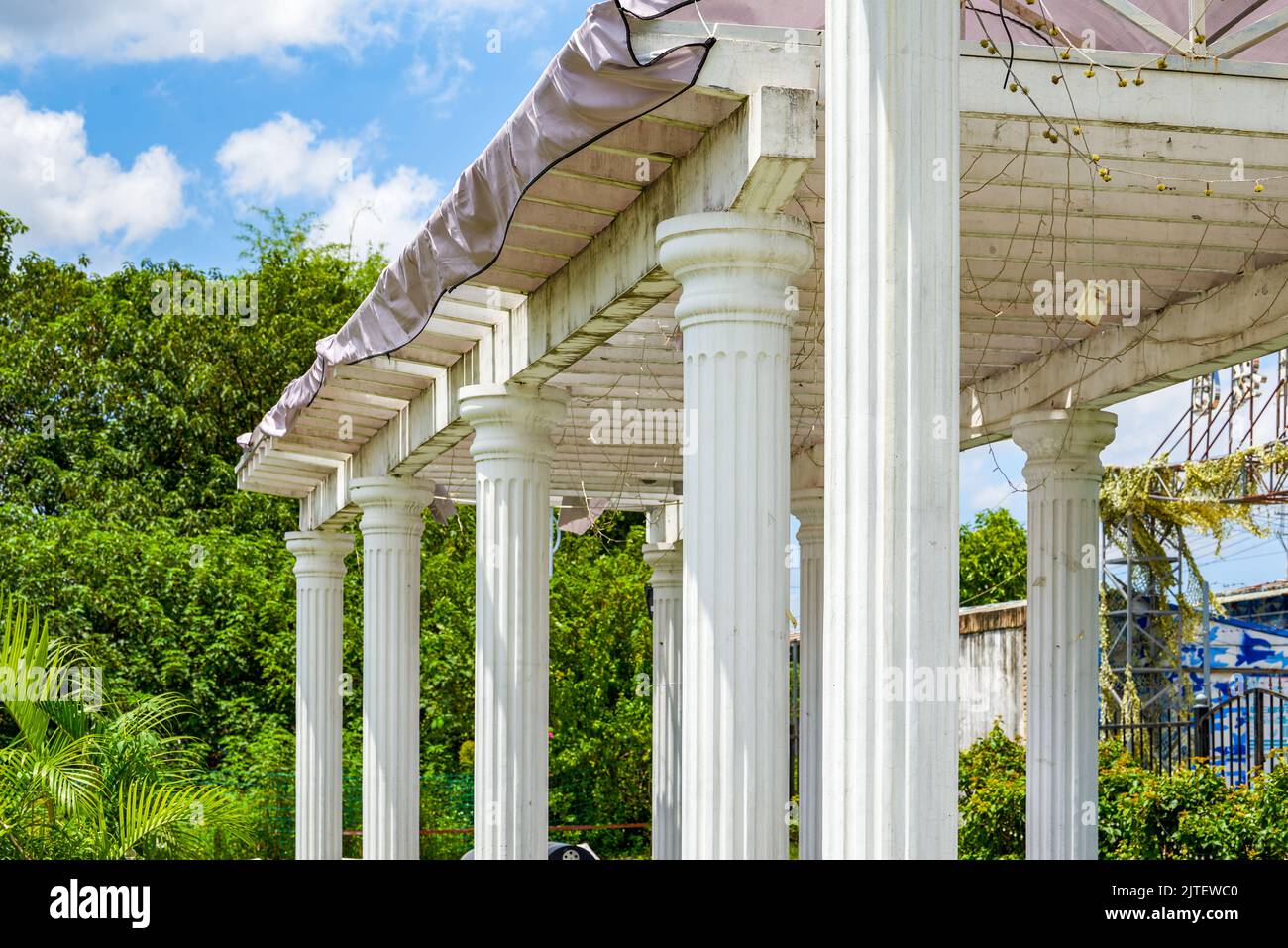 Outdoor European style white Roman column gazebo building Stock Photo ...