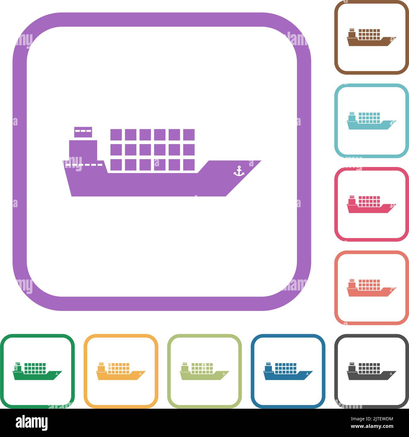 Freighter Simple Icons In Color Rounded Square Frames On White Background Stock Vector Image 