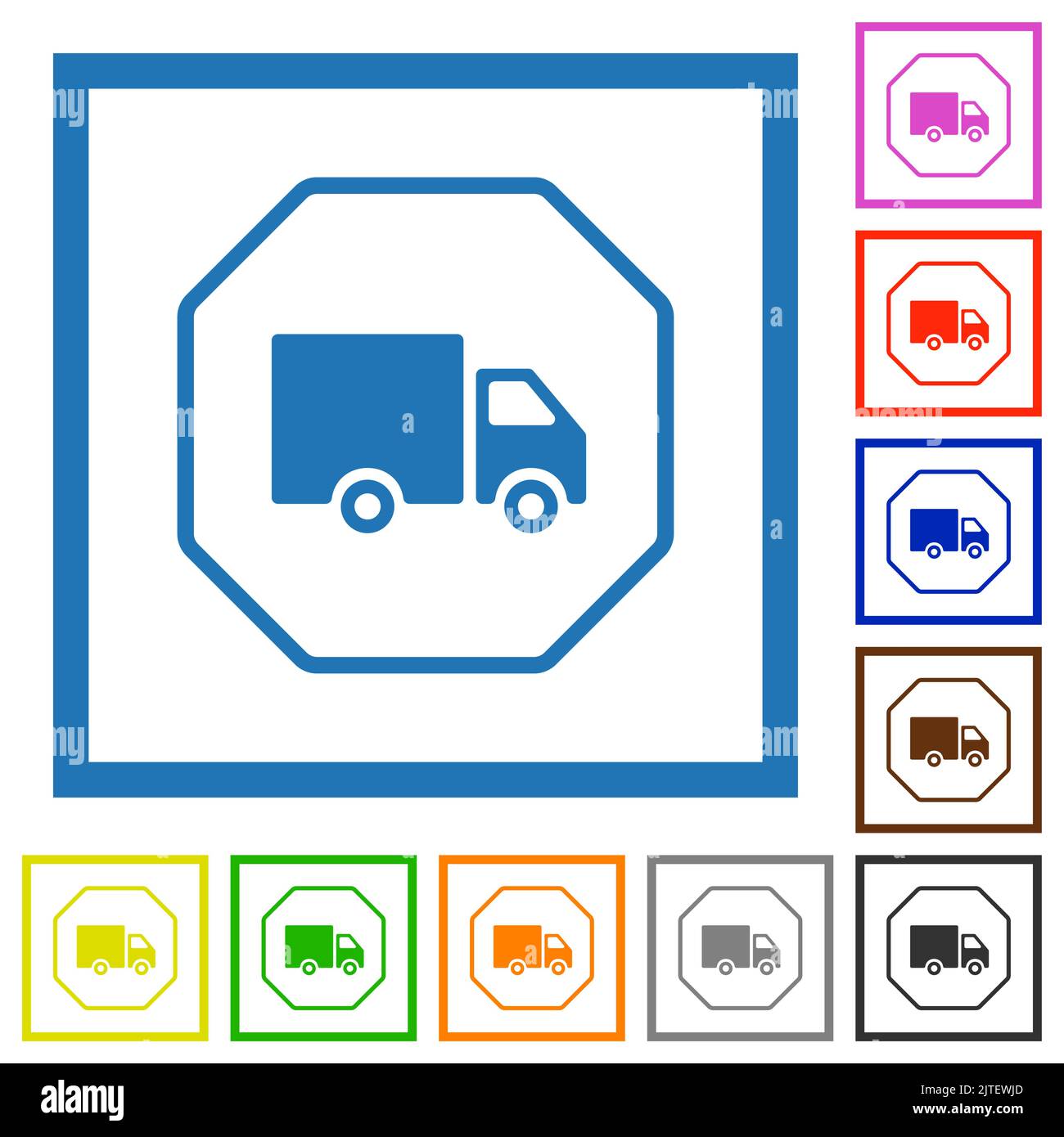 Octagon shaped transport sanction sign outline flat color icons in ...