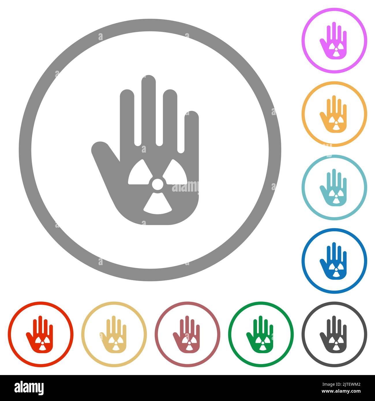 Hand shaped uranium sanction sign solid flat color icons in round ...