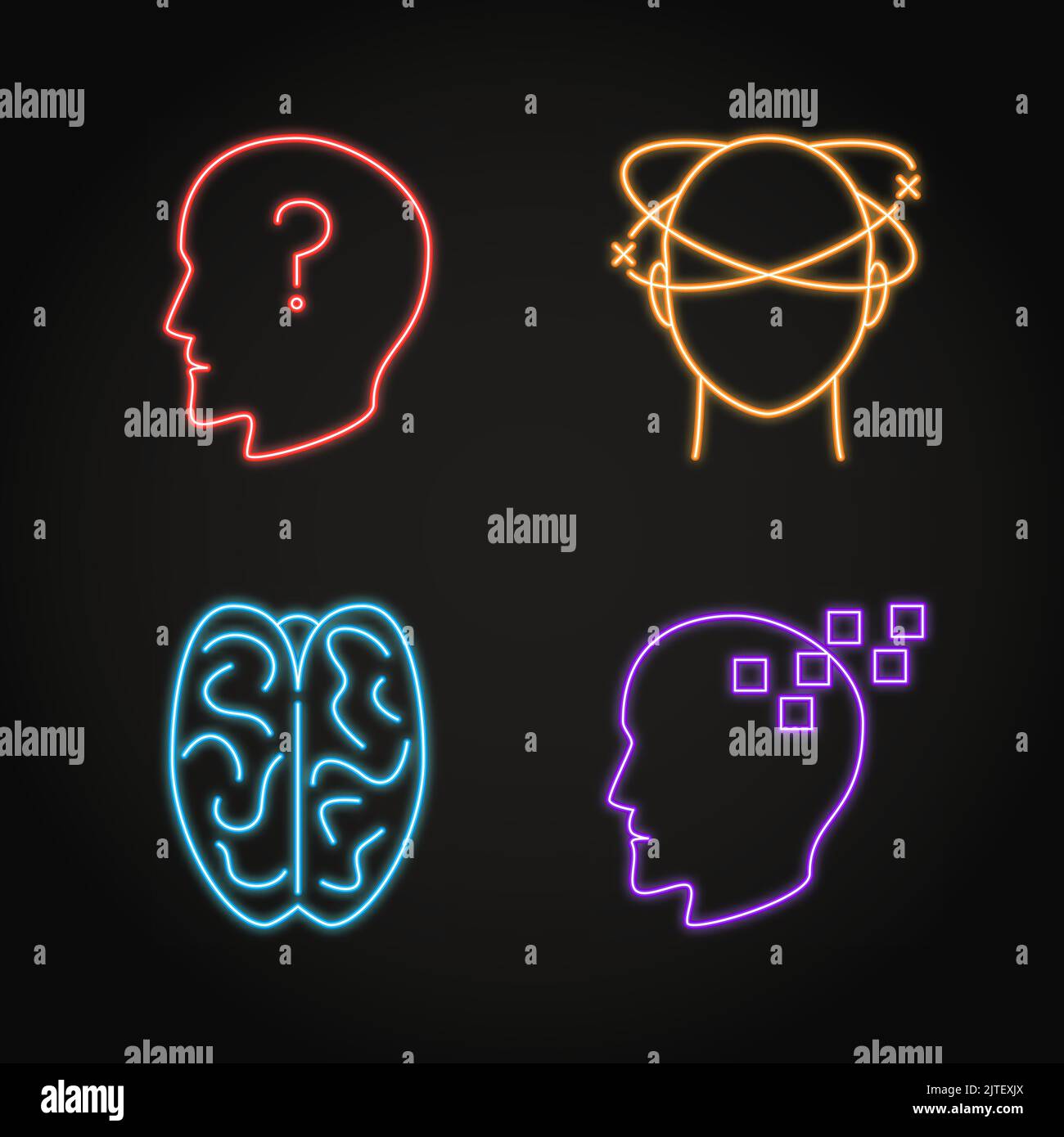 Neurological problems concept neon icon set. Vector illustration Stock Vector Image & Art - Alamy