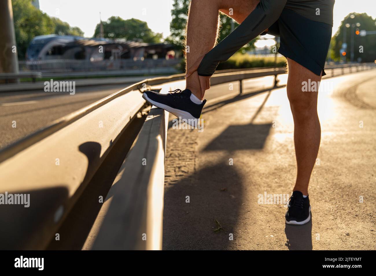 Male person injured leg hi-res stock photography and images - Alamy