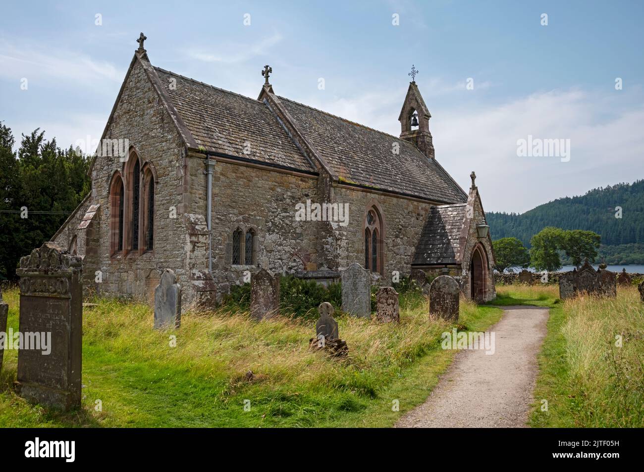 St Begas Parish Church and gravestone graves graveyard near ...