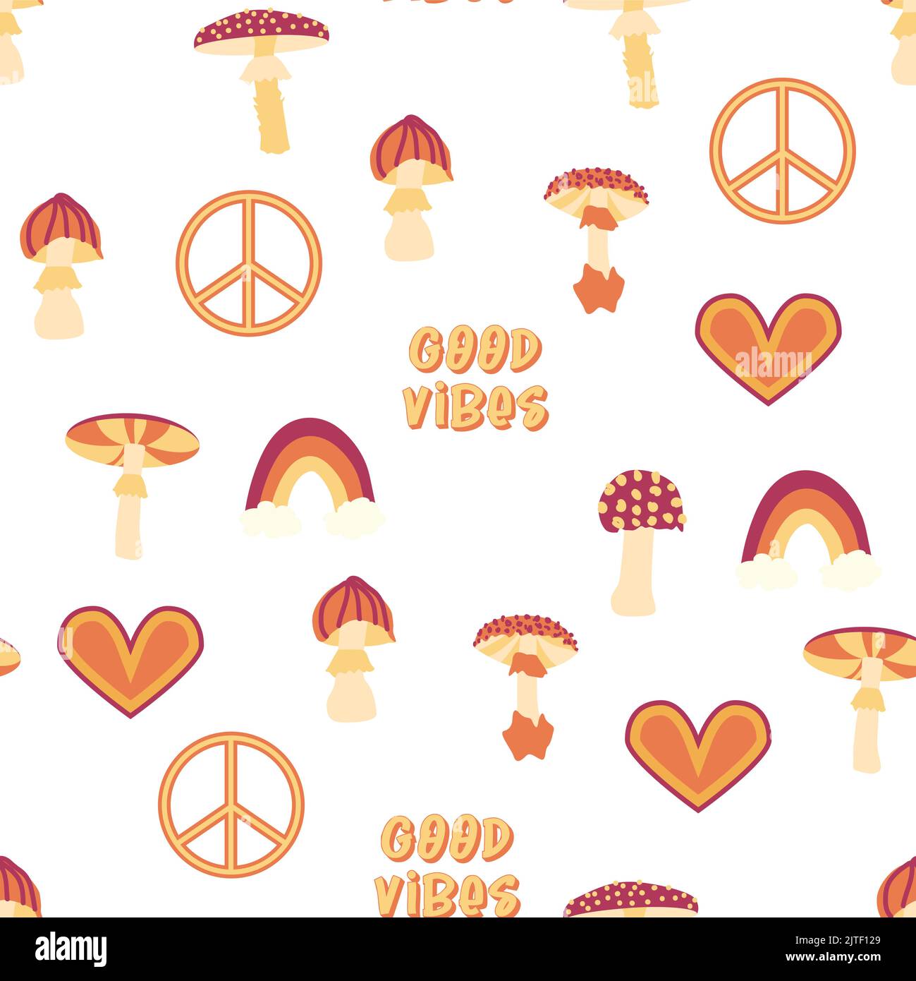 Magic psychedelic drug mushrooms, Chamomile, rainbow seamless pattern ...