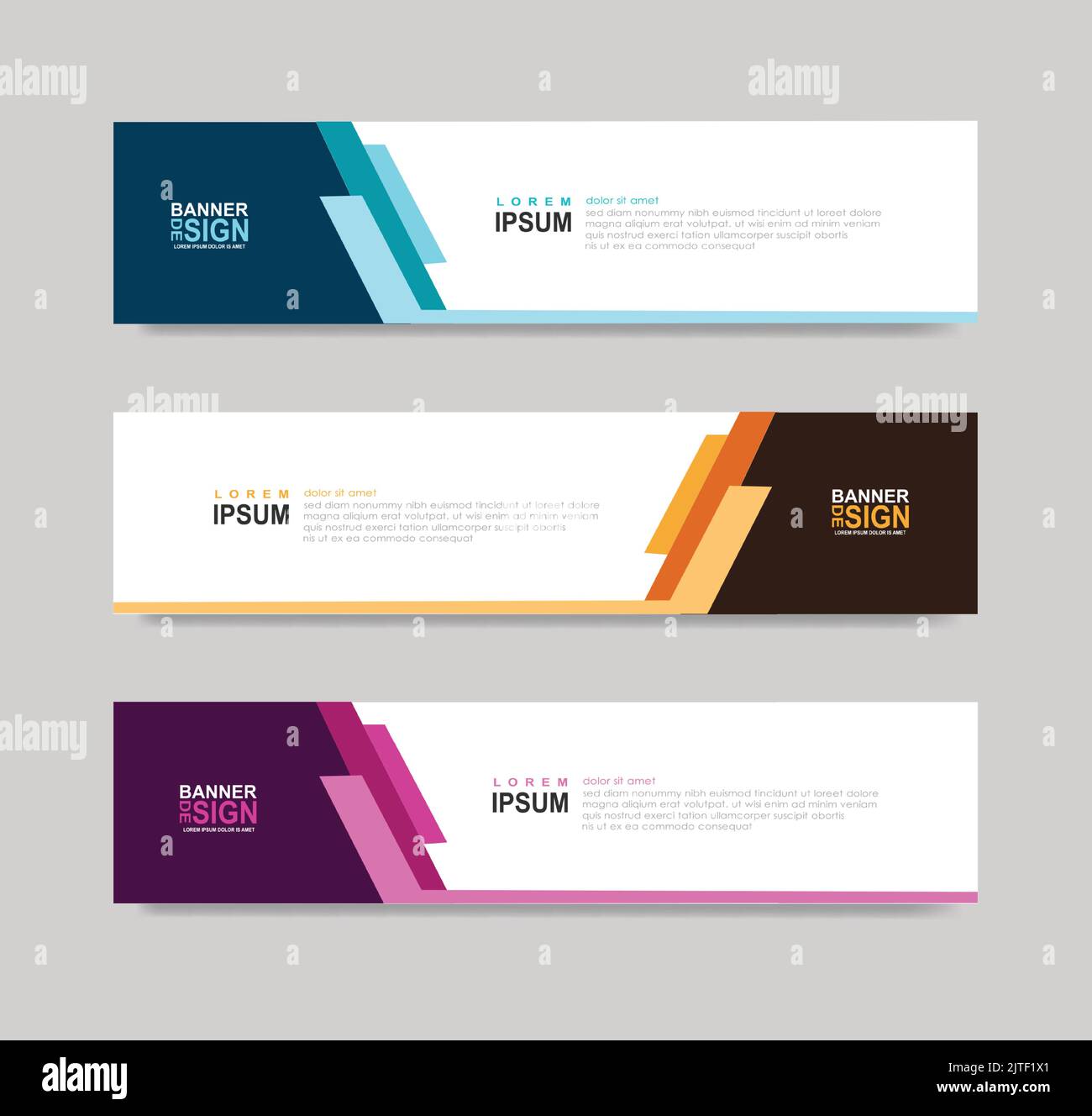 The templates of horizontal web banners in different colors Stock ...