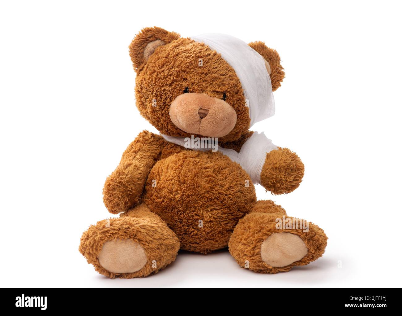 teddy bear toy with bandaged head and paw Stock Photo - Alamy