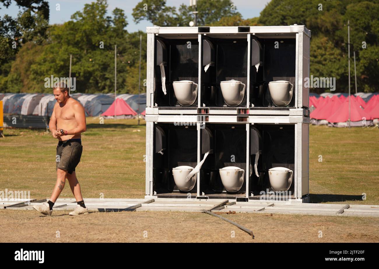 Toilet blocks are delivered during a media preview of the Electric ...